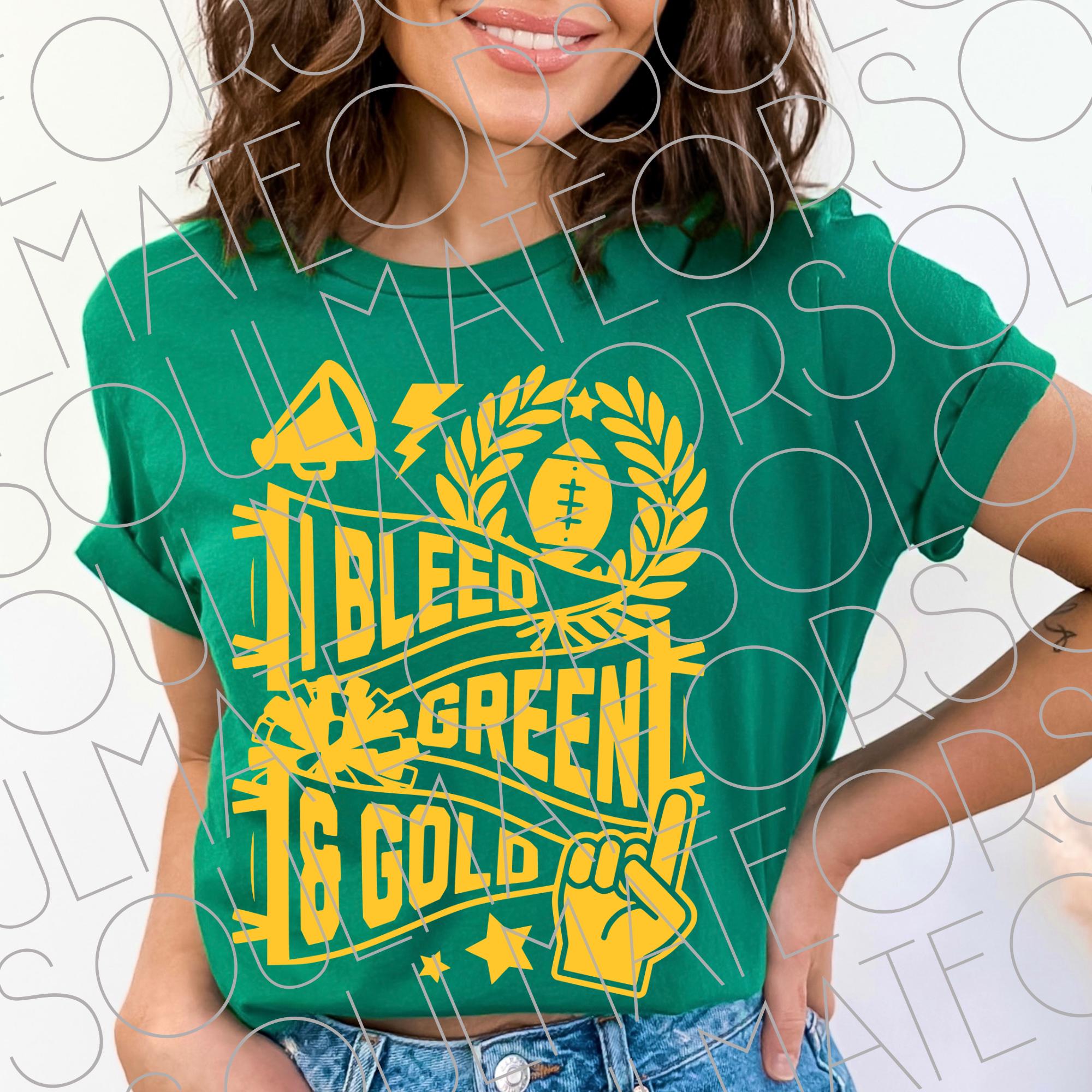 I Bleed Green & Gold SVG PNG – Football Game Day Shirt Design Single ...