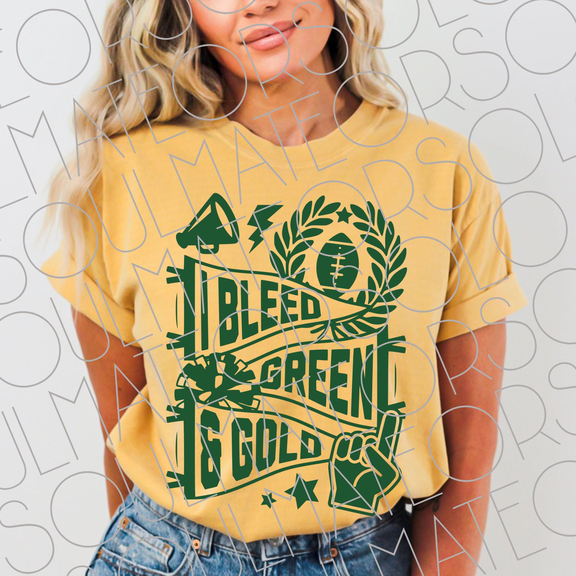 I Bleed Green & Gold SVG PNG – Football Game Day Shirt Design Single ...