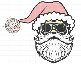 Disco Santa Png, Disco Christmas Png, Cute Pink Santa Face Sublimation ...