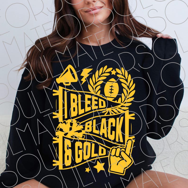 I Bleed Black & Gold SVG PNG – Football Game Day Shirt Design Single ...