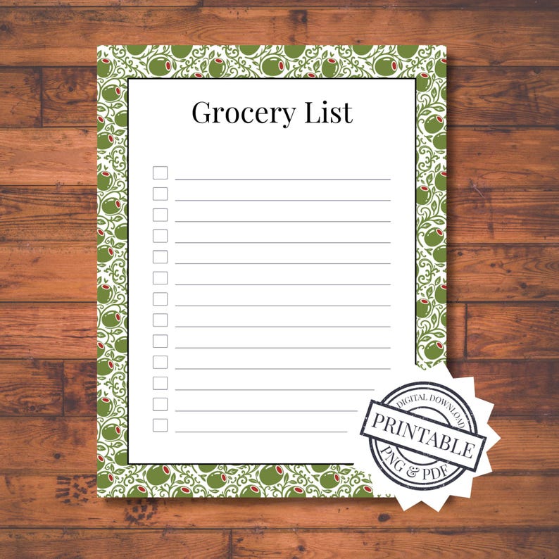 Printable Grocery List PDF Single Page and Two‑per‑page Shopping List ...