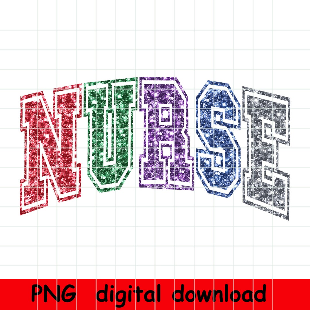 Faux Glitter Sequin Varsity Nurse Png Retro Disco Nurse Faux - Etsy