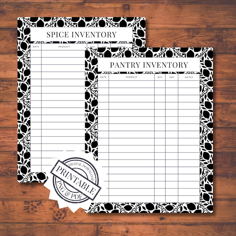 Kitchen Inventory Printable Bundle PDF Pantry, Spice, Freezer & Fridge ...