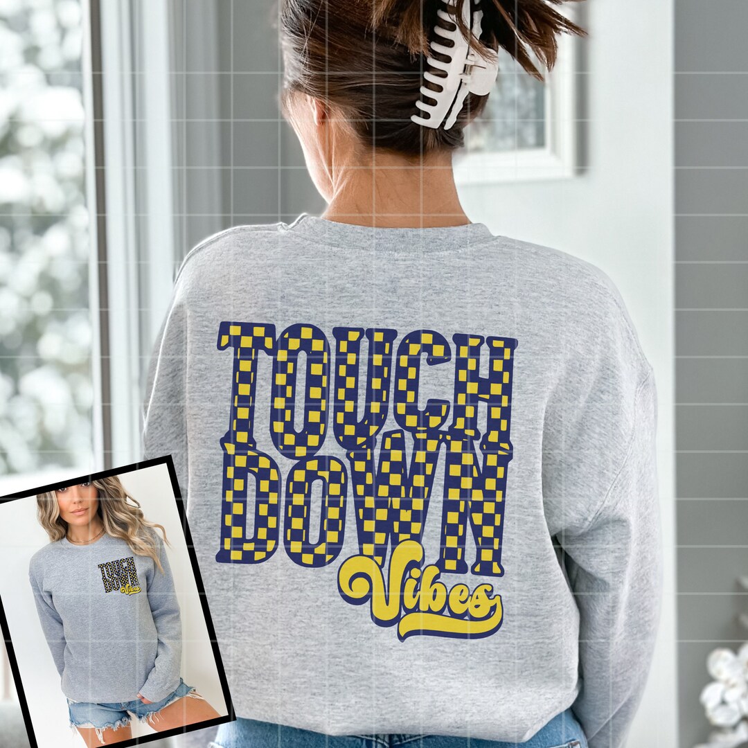 Touchdown Season Png, Retro Touchdown Svg for Football Season, Gold Blue Team Colors Gameday SVG ...