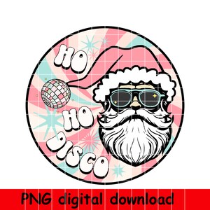 Disco Santa Png, Disco Christmas Png, Cute Pink Santa Face Sublimation ...