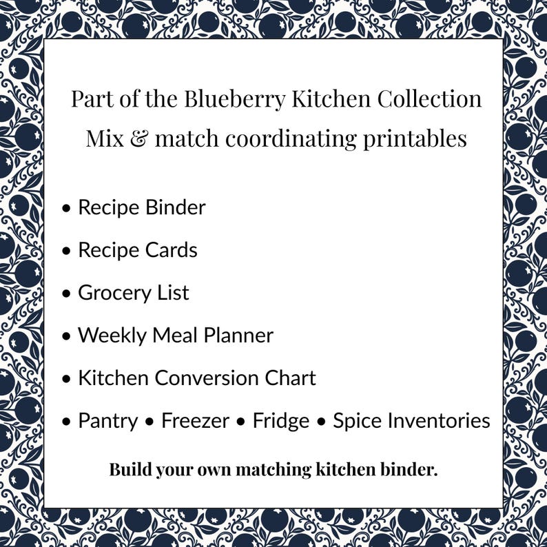 Kitchen Conversion Chart Printable 8.5x11 Binder Page and 11x14 Wall ...