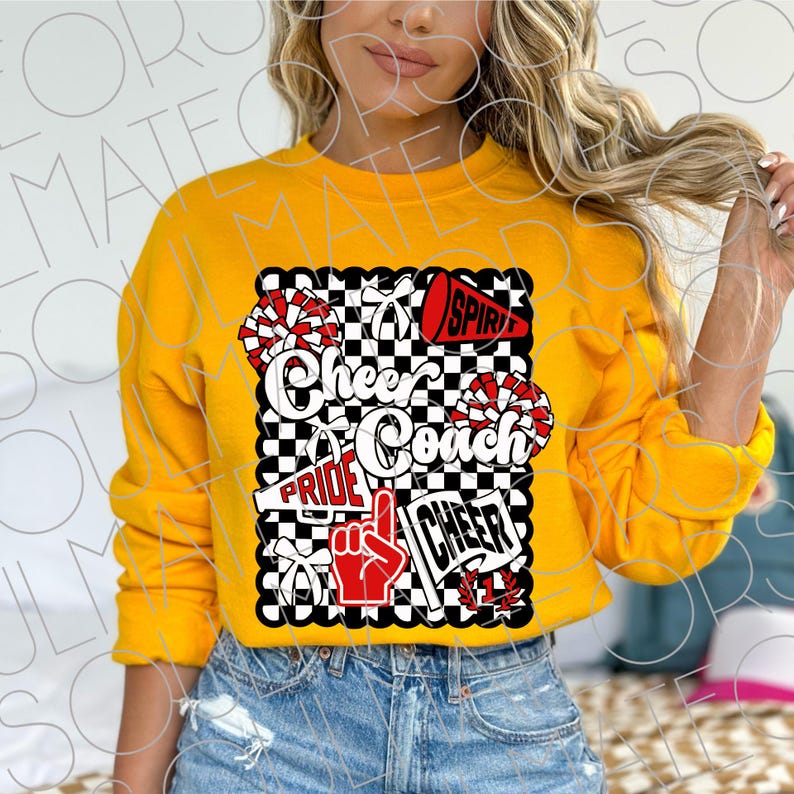 Cheer Coach Png Bundle, Black Red White Cheerleader Clipart Digital ...