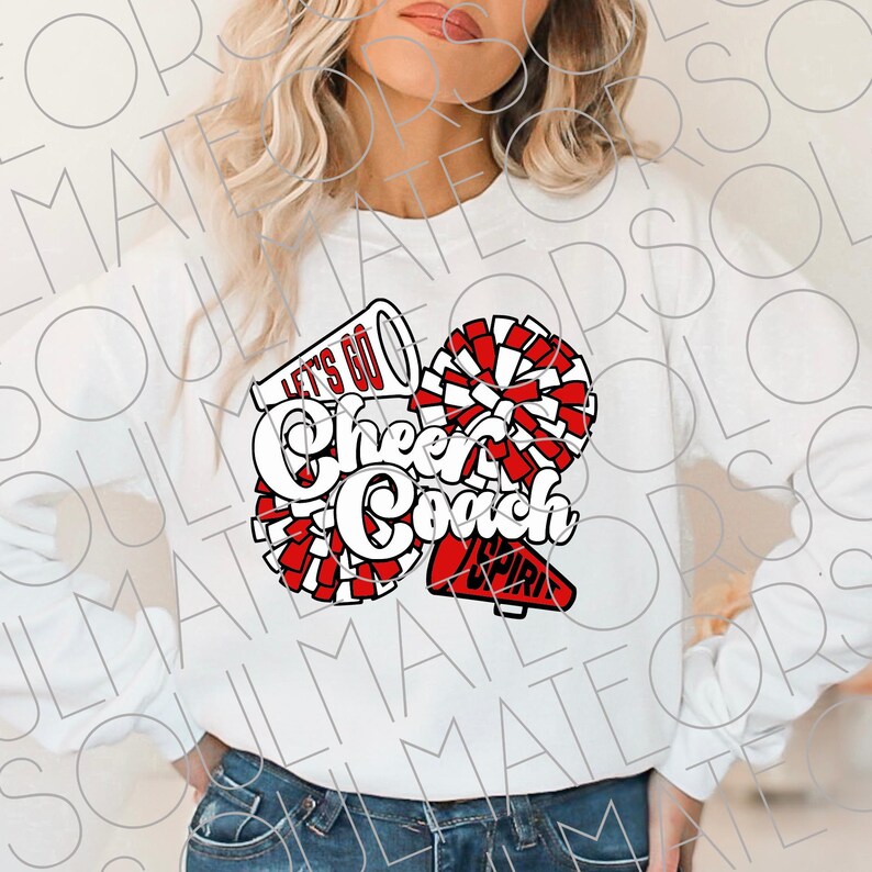 Cheer Coach Png Bundle, Black Red White Cheerleader Clipart Digital ...