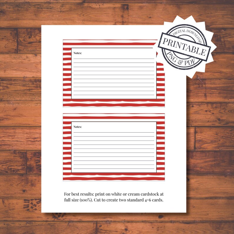 4x6 Recipe Cards Printable Front and Back Recipe Card Template PDF ...