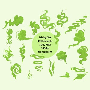 Smelly Smoke Clipart SVG, PNG Poison Stink Cloud Smelly Smoke Toxic Gas ...