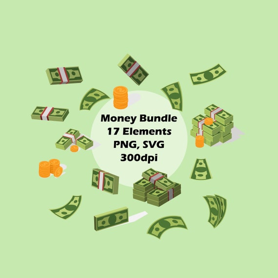 Money Clipart Bundle 17 Elements Banknote Coins Images | Etsy