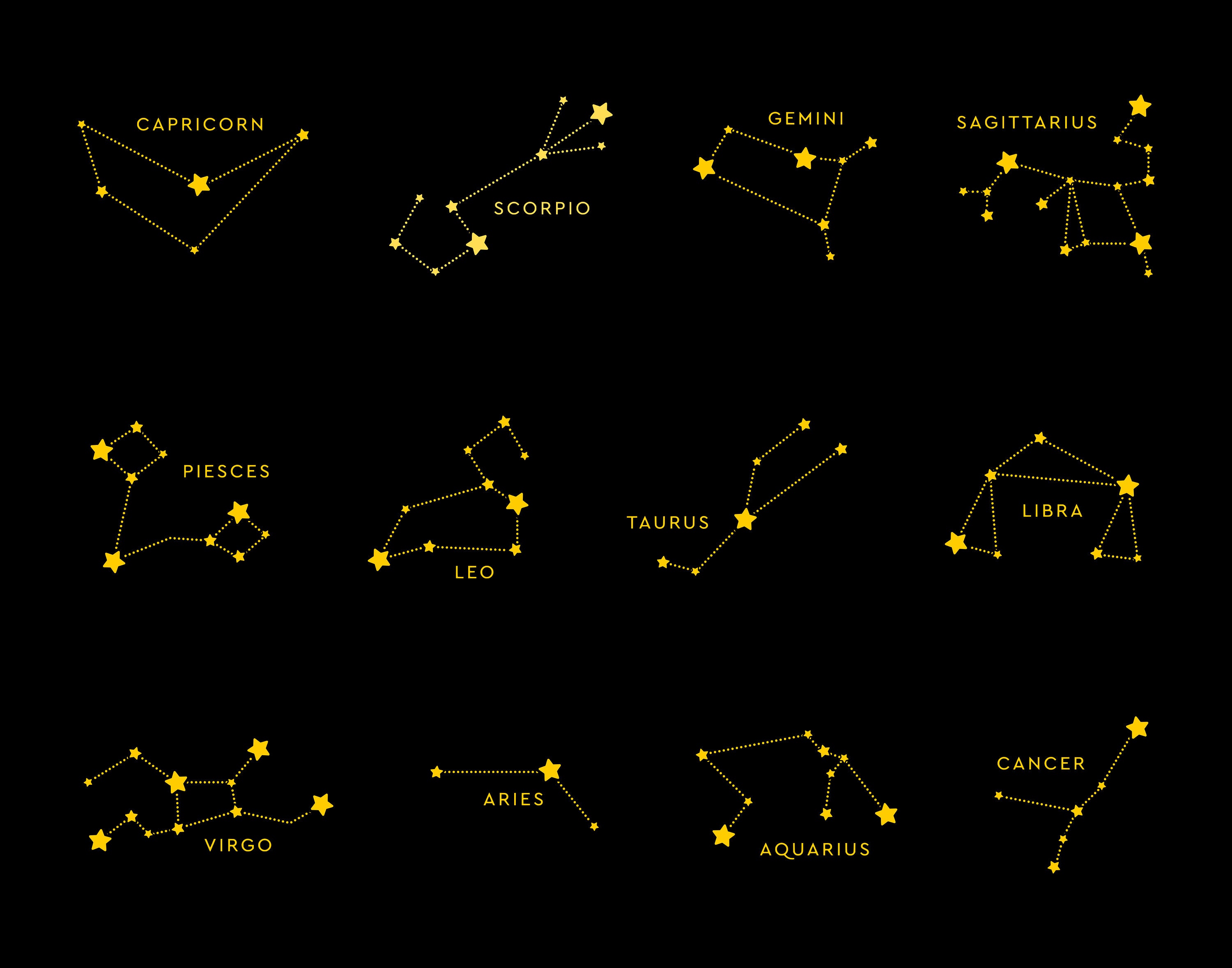 Zodiac Signs Clipart Transparent PNG, SVG Yellow Star Sky Horoscope ...