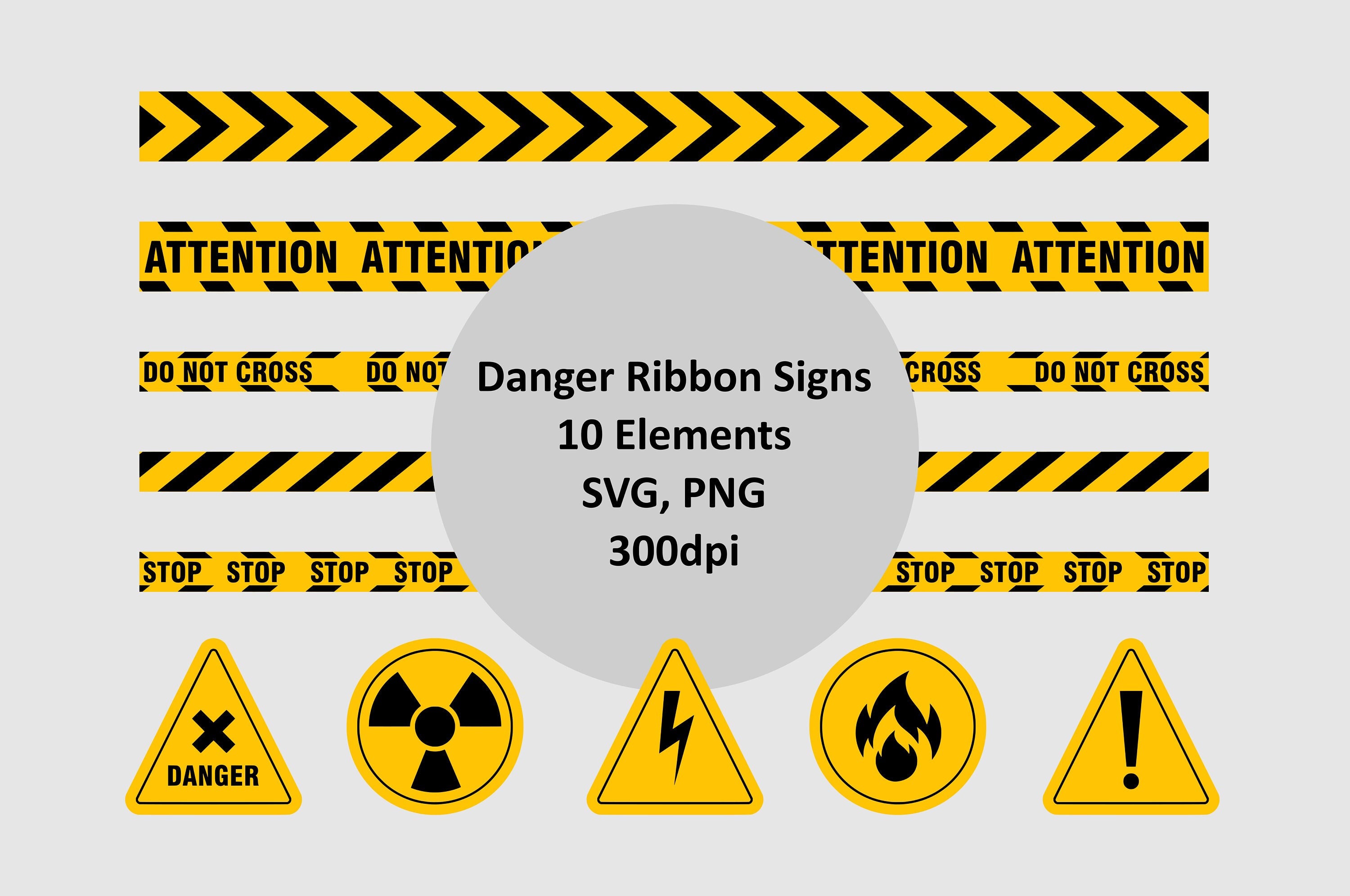 Hazard Sign Clipart - 10 Images - SVG, PNG - Hazard Tape - Danger ...