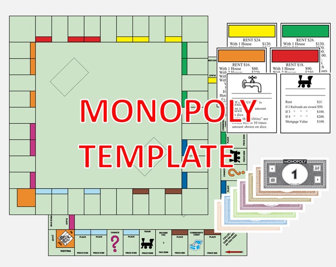 Blank Monopoly Board Game Template Custom Monopoly Template Game ...