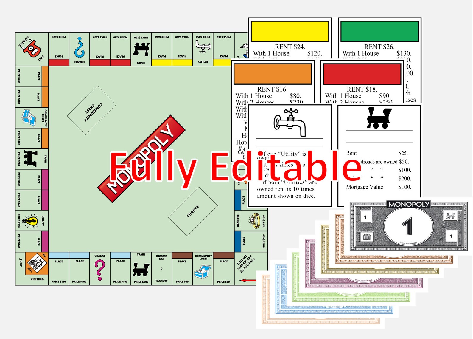 Blank Monopoly Board Game Template Custom Monopoly Template - Etsy Canada