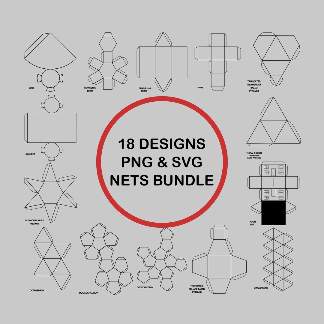 Math 3d Shapes With Nets Clipart Bundle - Cartoon - 3dnets ...