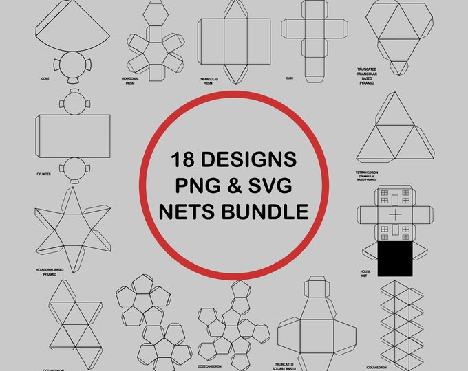 Math 3d Shapes With Nets Clipart Bundle Cartoon 3dnets Netsprintables ...