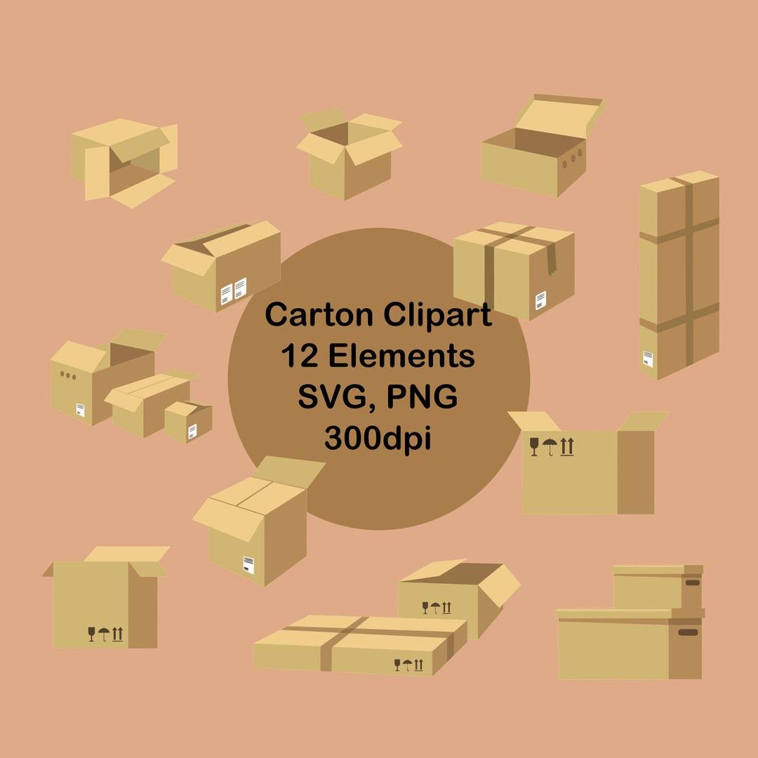Cardboard Clipart Bundle - 12 Items - Package - Cardboard Boxes ...