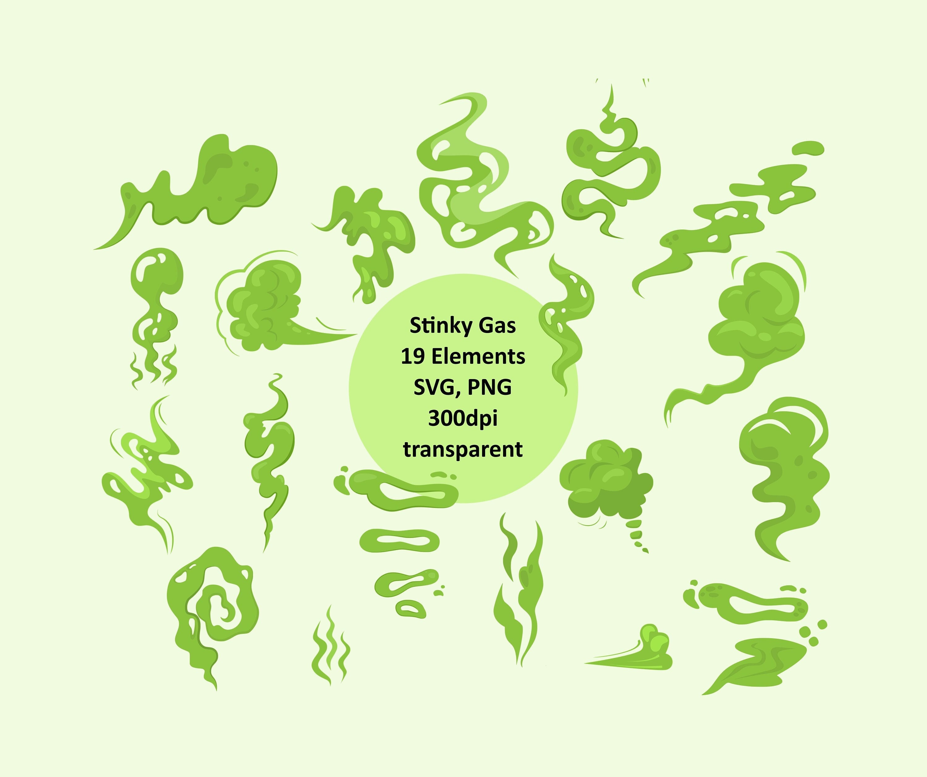 Smelly Smoke Clipart - SVG, PNG - Poison - Stink Cloud - Stink Smoke ...