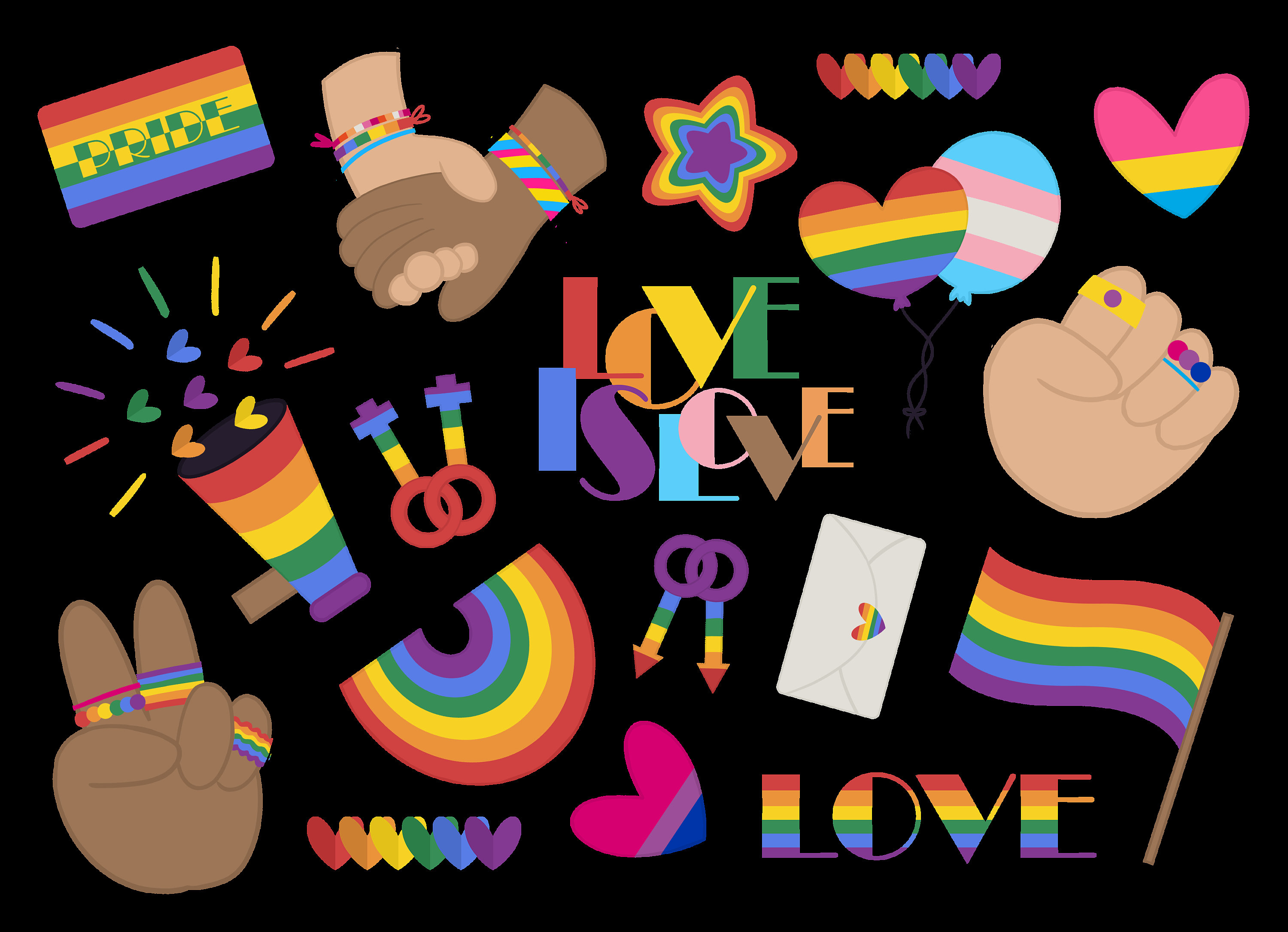 LGBTQ Clipart Bundle 17 Images Gay Lesbian Rainbow Bi Homo | Etsy