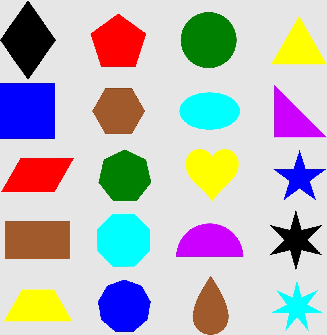 Basic Shapes Clipart, PNG, Colors, 2D Vector Shapes, Square, Triangle ...