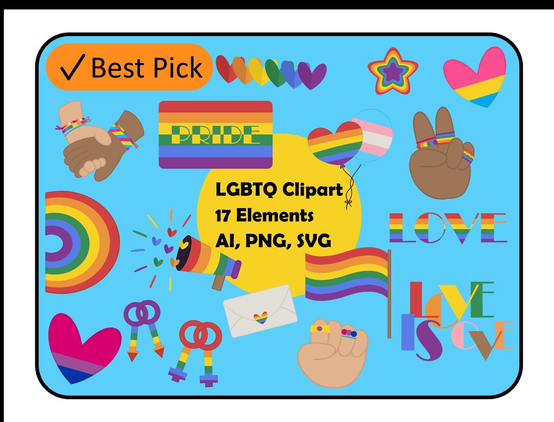 LGBTQ Clipart Bundle 17 Images Gay Lesbian Rainbow Bi Homo - Etsy