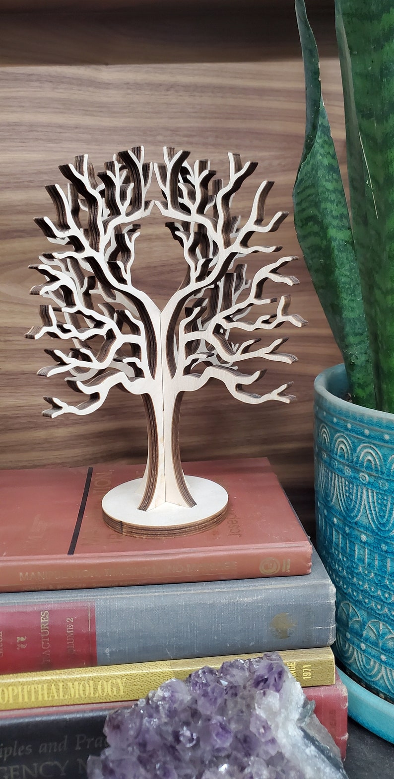 Wood Tree Cut Out. 3D Slotted Tree. Jewelry Tree, Tree Decoration ...
