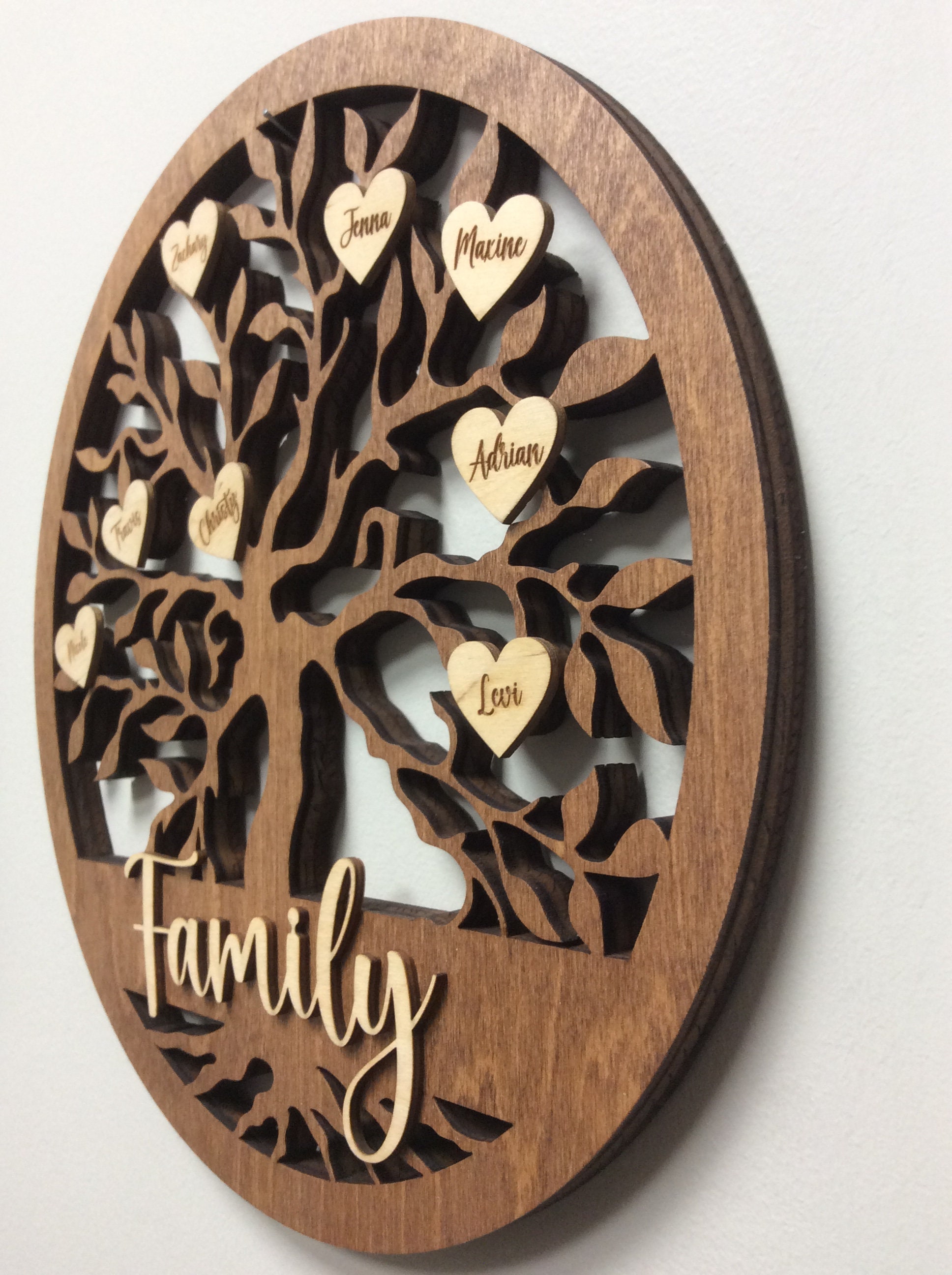 Customized Wooden Family Tree. up to 12 Names Included. Gift for Family ...