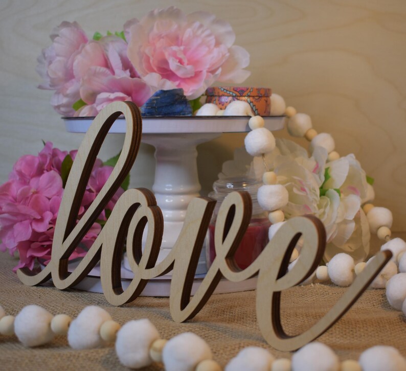 Cursive 'love' Cutout. Home Decor for Shelves, Windows, Tiered Trays ...