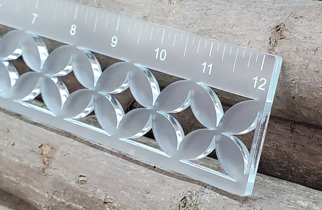 Green Edge Decorative Ruler. Acrylic Ruler, Frosted Green Glass Look ...