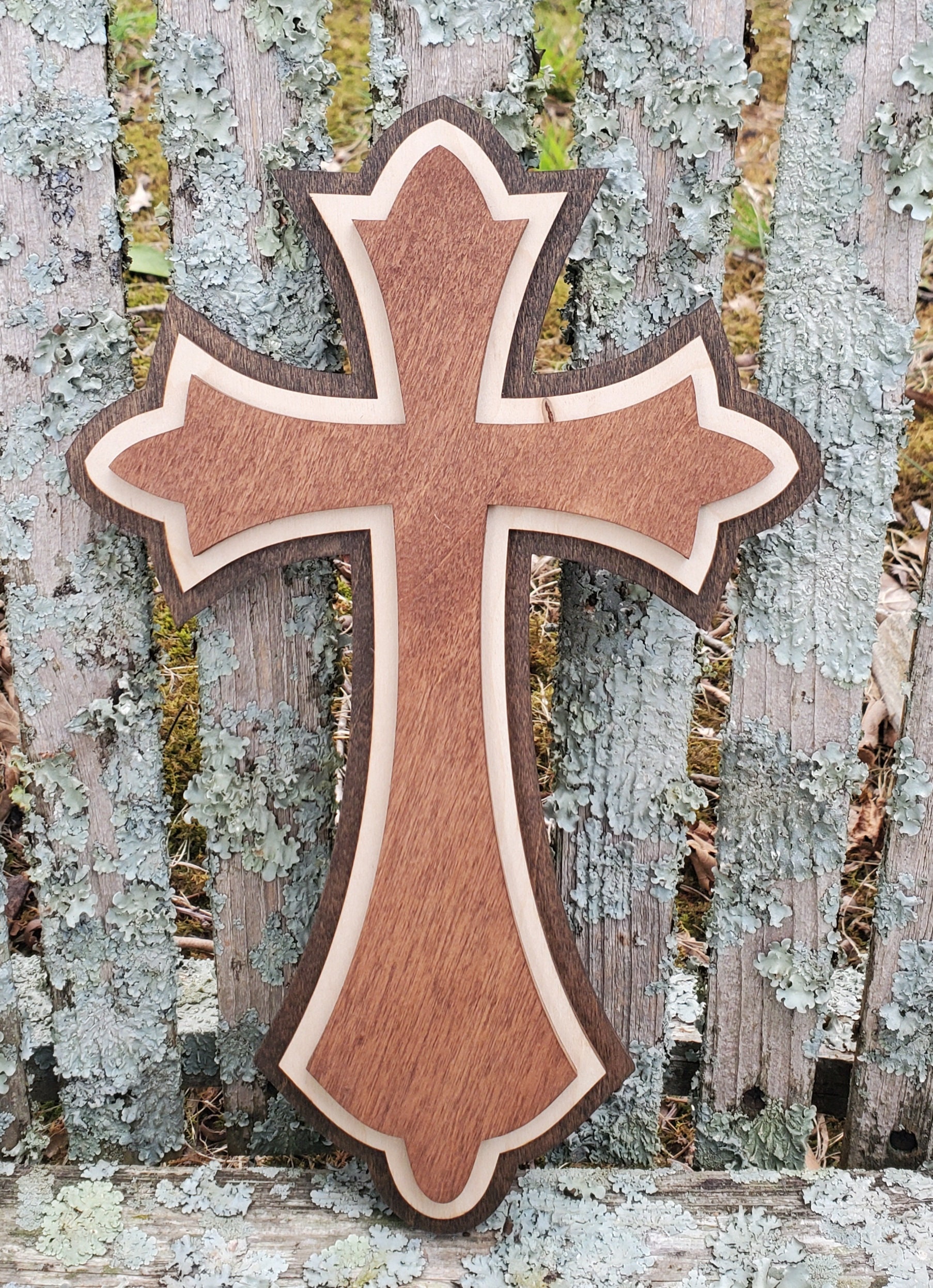 Layered 12" Hanging Cross. Laser Cut, Wooden Cross, 3D Cross, Christmas ...