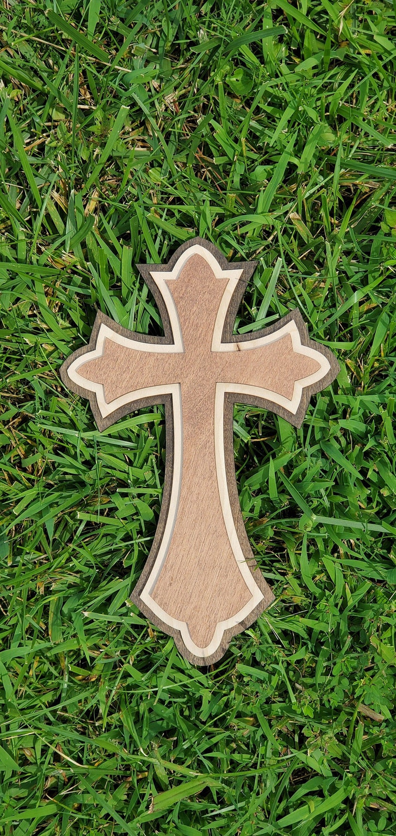 Layered 12" Hanging Cross. Laser Cut, Wooden Cross, 3D Cross, Christmas ...