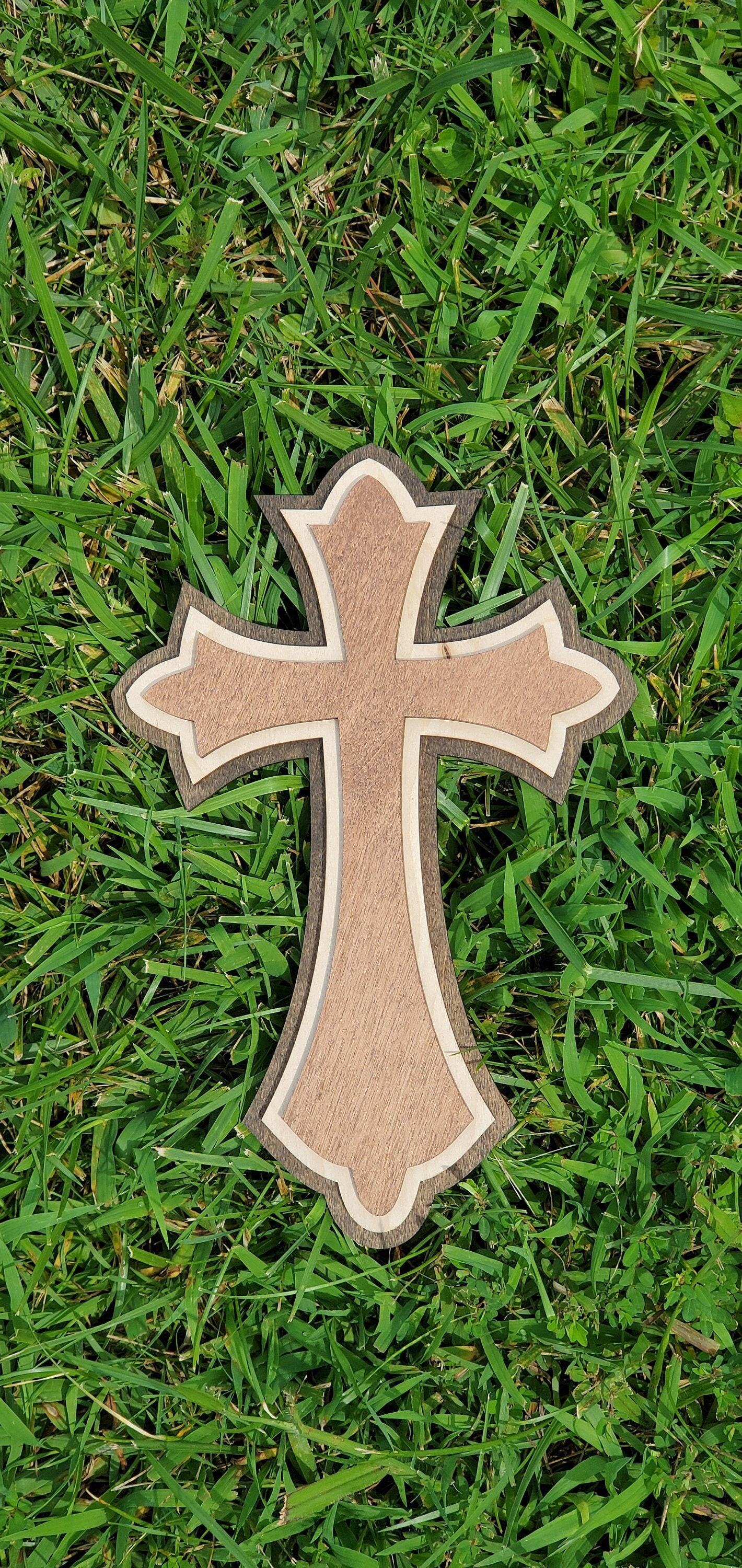 Layered 12" Hanging Cross. Laser Cut, Wooden Cross, 3D Cross, Christmas ...
