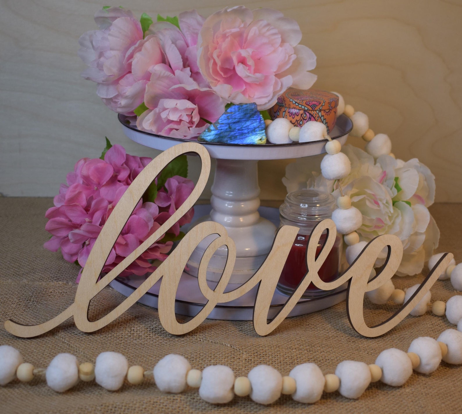 Cursive 'love' Cutout. Home Decor for Shelves, Windows, Tiered Trays ...
