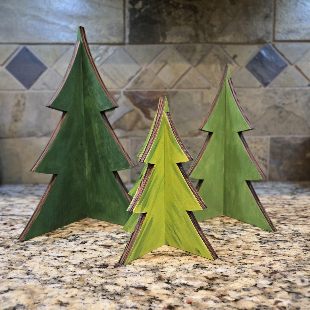 Slotted Tree Decor. Set of 3. Unfinished, Paintable, DIY Decor ...