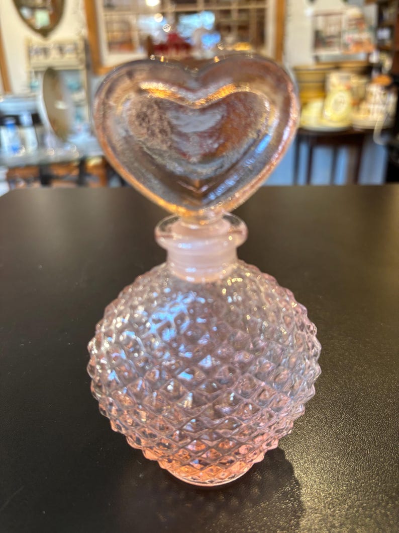 Vintage Pink Heart Perfume Bottle - Etsy