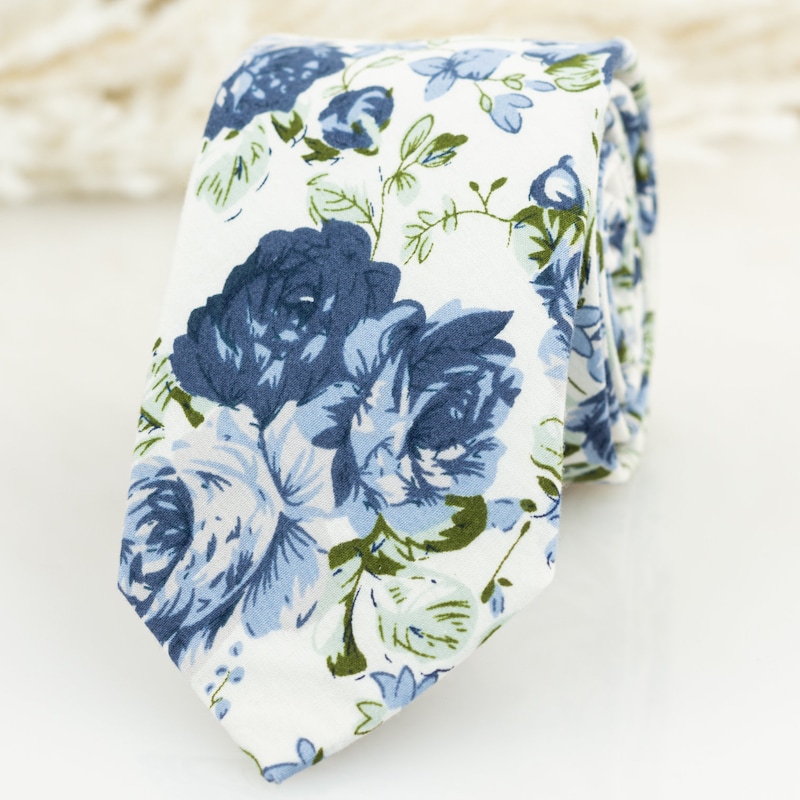 Dusty Blue Floral Tie - Etsy