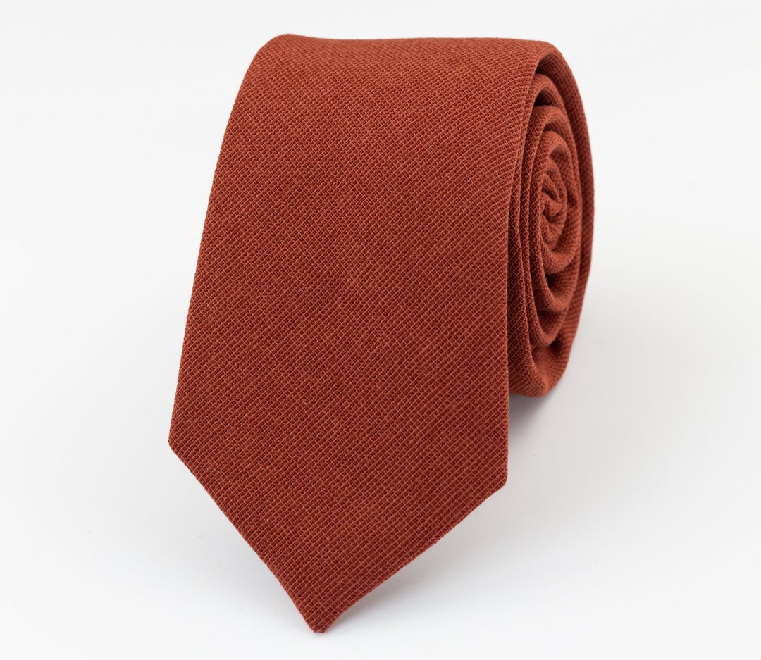 Sedona Rust Wedding Tie, Burnt Orange Solid Tie, Groomsmen Terracotta ...