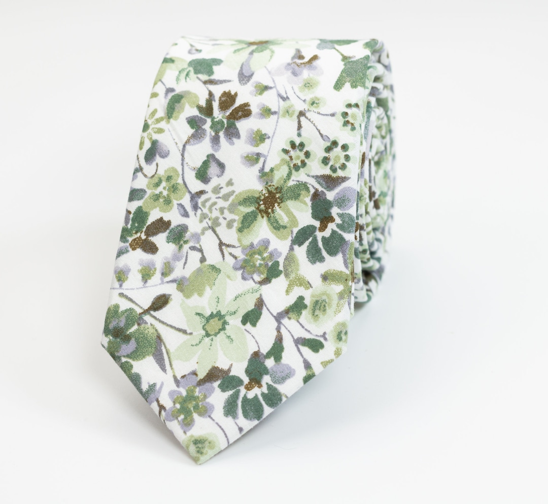 Dusty Sage Green Floral Tie, Sage Wedding Tie, Men's Necktie, Sage ...