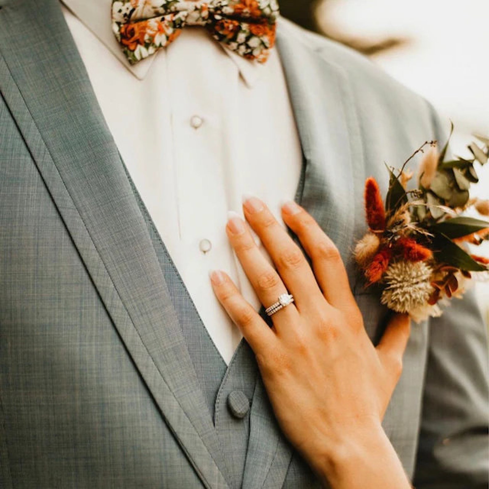 Rust Wedding Tie, Burnt Orange and Sage Floral Tie, Terracotta Floral ...