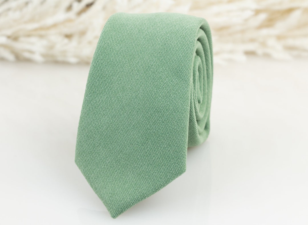 Sage Color Solid Color Tie, Groomsmen Sage Necktie, Dusty Sage Green ...
