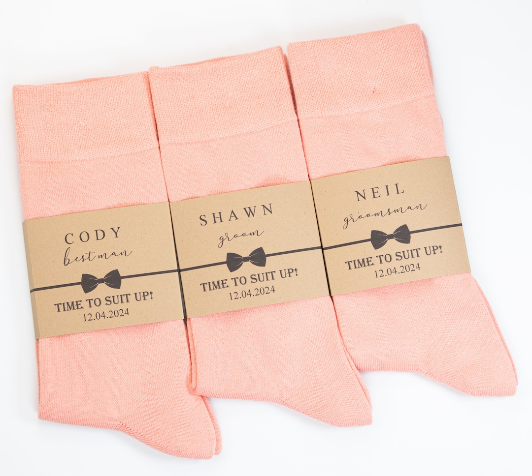 Coral Peach Groomsmen Socks, Azazie Coral Socks, Personalized Socks ...