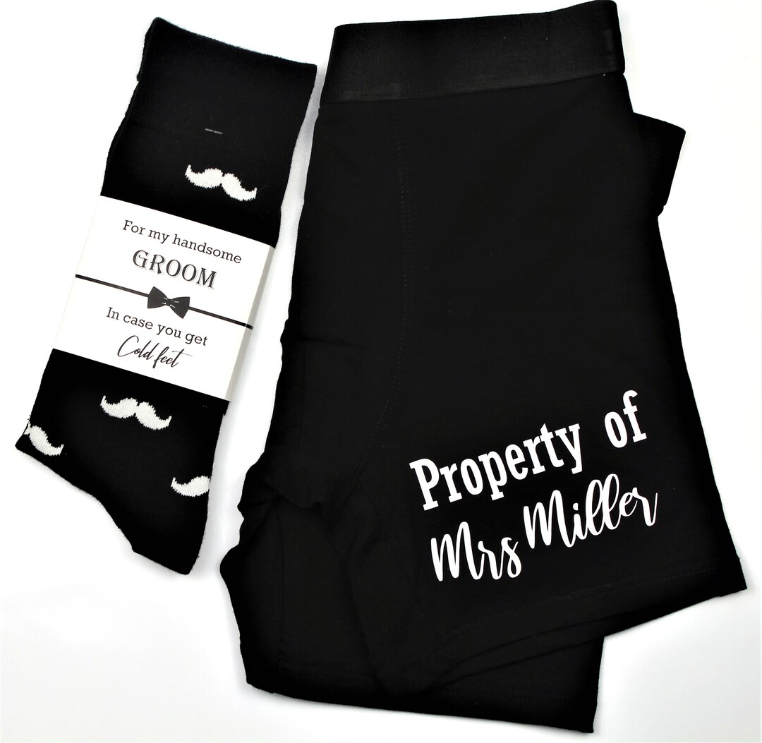 Wedding Boxer Briefs and Socks, Groom Underwear, Personalized Groom ...