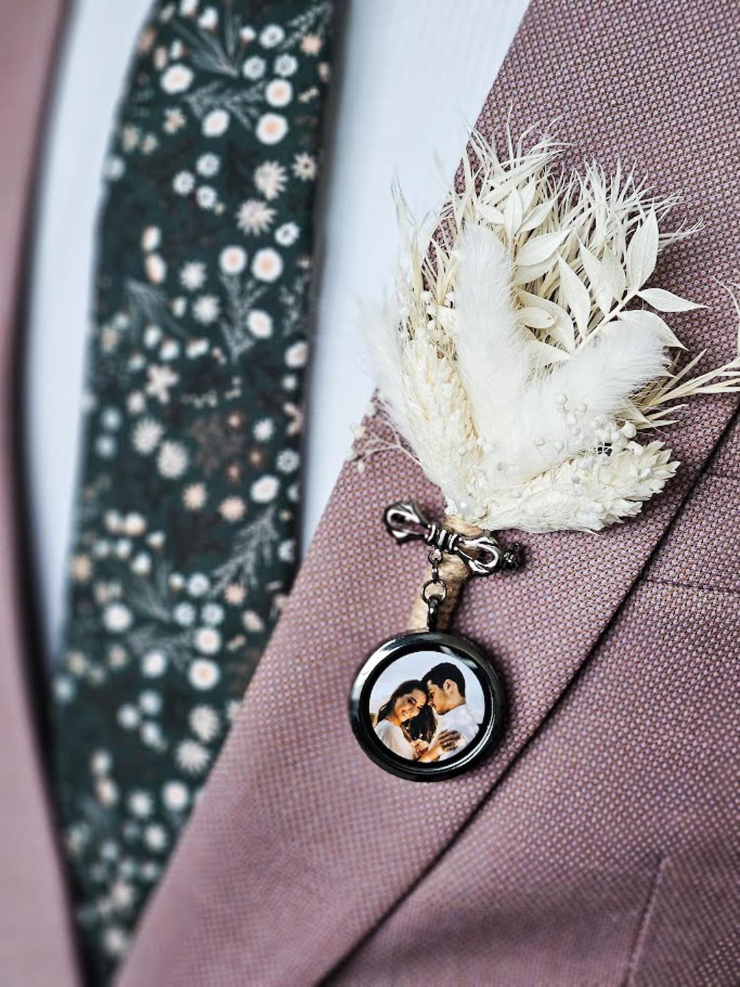 Wedding Lapel Pin, Boutonniere Photo Charm, Custom Photo Lapel Pin ...