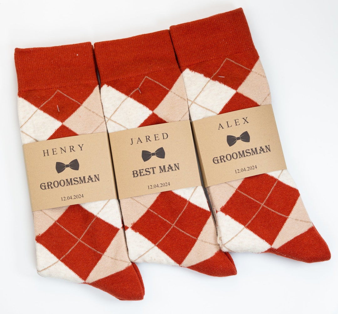 Burnt Orange Groomsmen Socks, Terracotta, Cream and Champagne Color ...