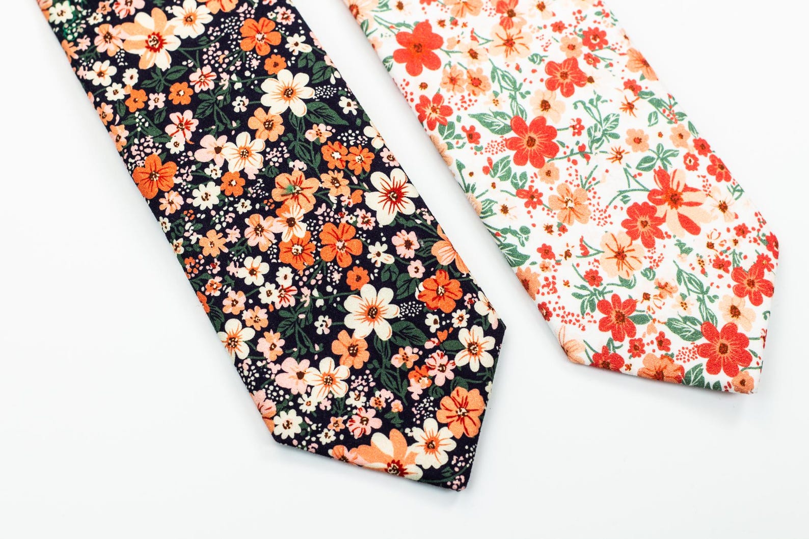 Coral Floral Tie, Navy & Coral Flowers Tie, Peach, Sage Floral Tie ...