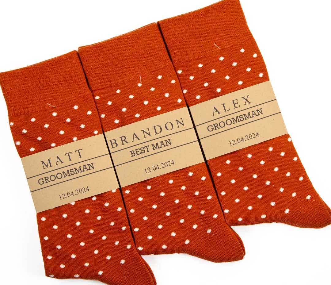 Groomsmen Socks, Burnt Orange, Azazie Rust Wedding Socks, Personalized ...