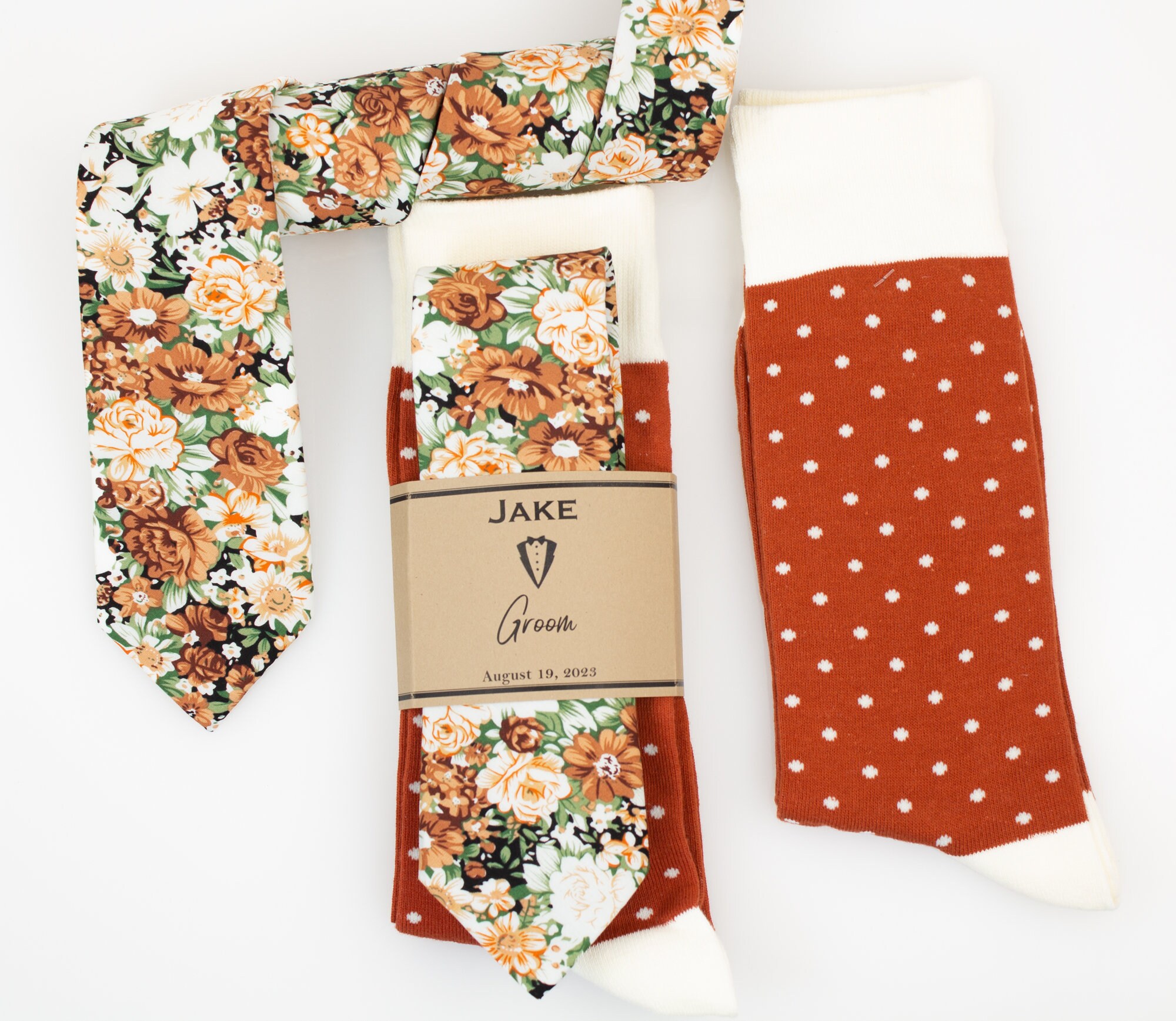 Rust Wedding Tie Burnt Orange and Sage Floral Tie Terracotta - Etsy Canada