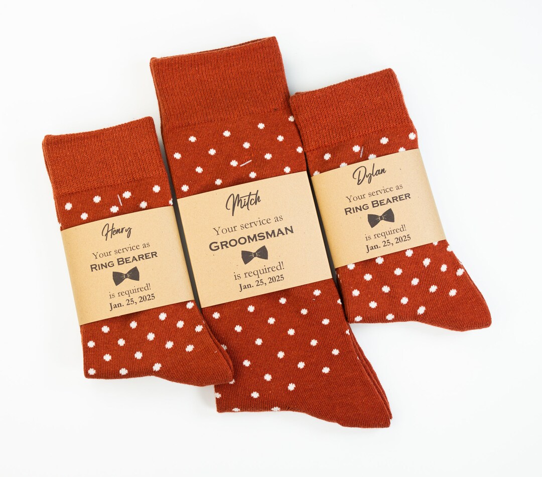 Burnt Orange and Ivory Polka Dot Socks, Groomsmen Deep Rust Orange ...