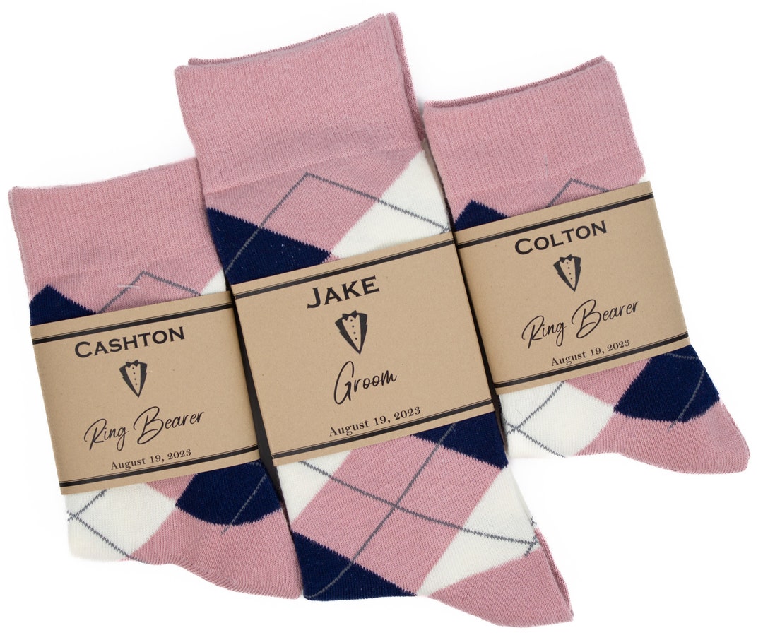 Dusty Rose, Navy & Ivory Argyle Socks, Groomsmen Socks, Matching Kids ...